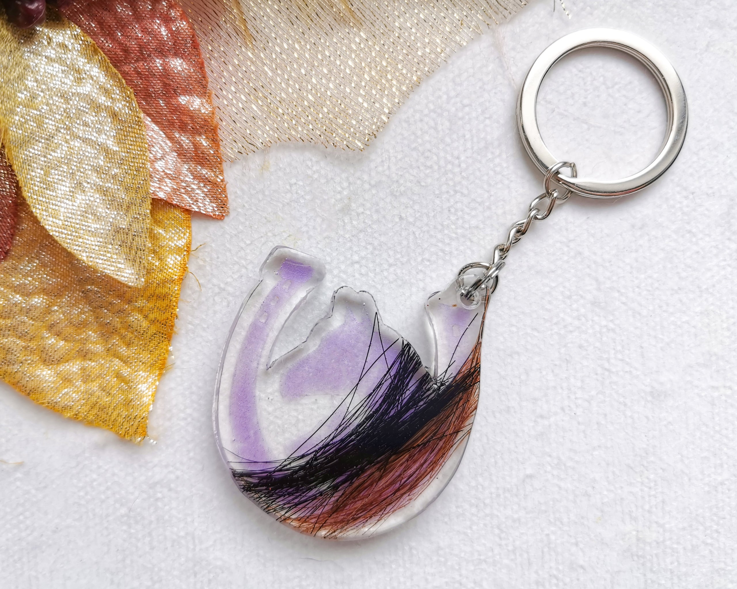 Custom Horseshoe Keychain with Mane/Tail Hair | JMcK Artwork